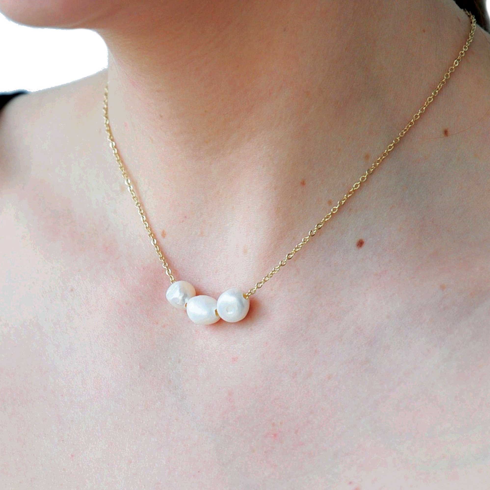 Three Dainty Genuine Pearl Necklace - Archer House Collections